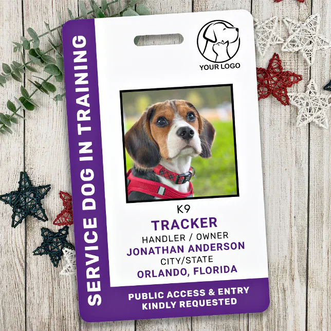 Service Dog In Training Custom Logo Photo ID Badge | Zazzle