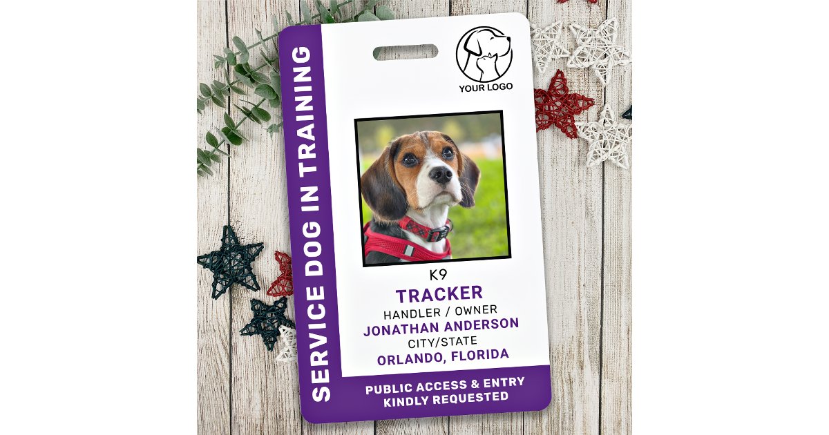 Service Dog In Training Custom Logo Photo ID Badge | Zazzle