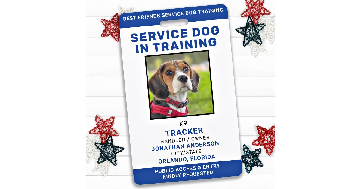 Service Dog In Training Personalized Photo ID Card Badge | Zazzle