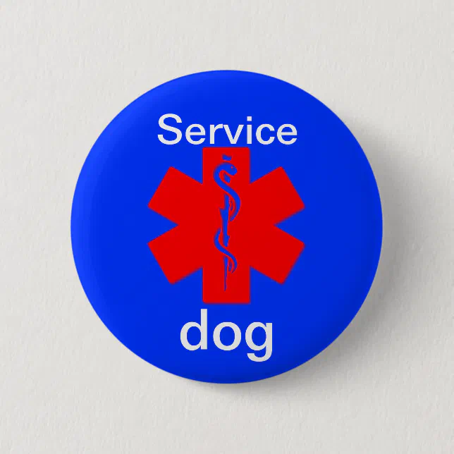 service dog medical alert symbol button | Zazzle