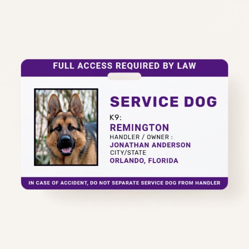 Service Dog Personalized Simple Photo ID Badge | Zazzle