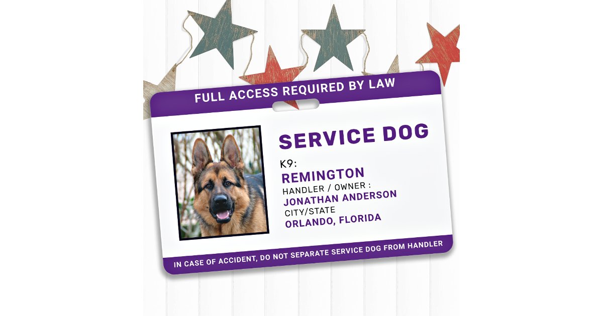 Service Dog Personalized Simple Photo ID Badge | Zazzle
