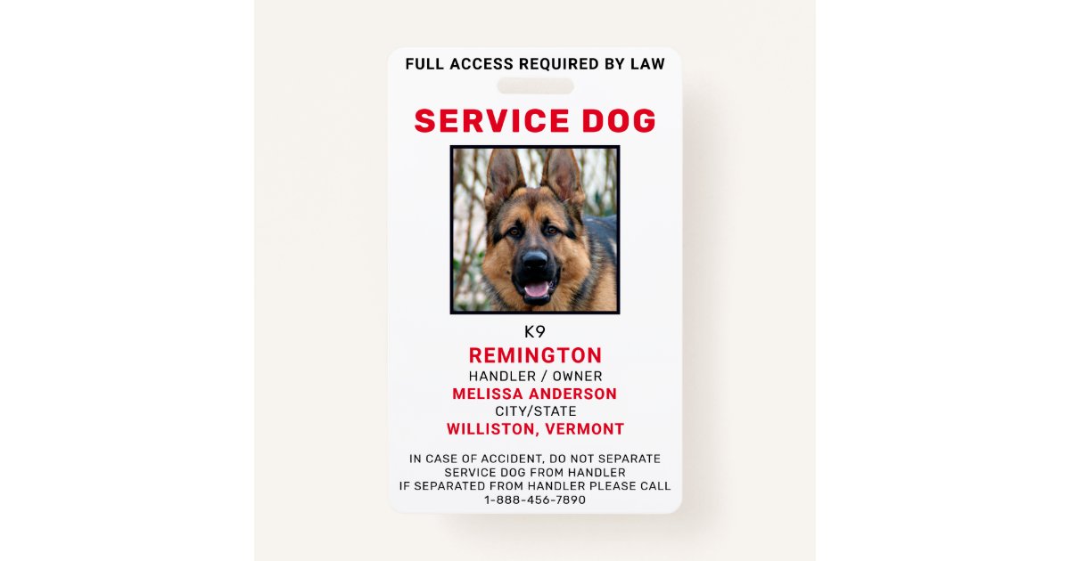 Service Dog Photo ID Badge | Zazzle