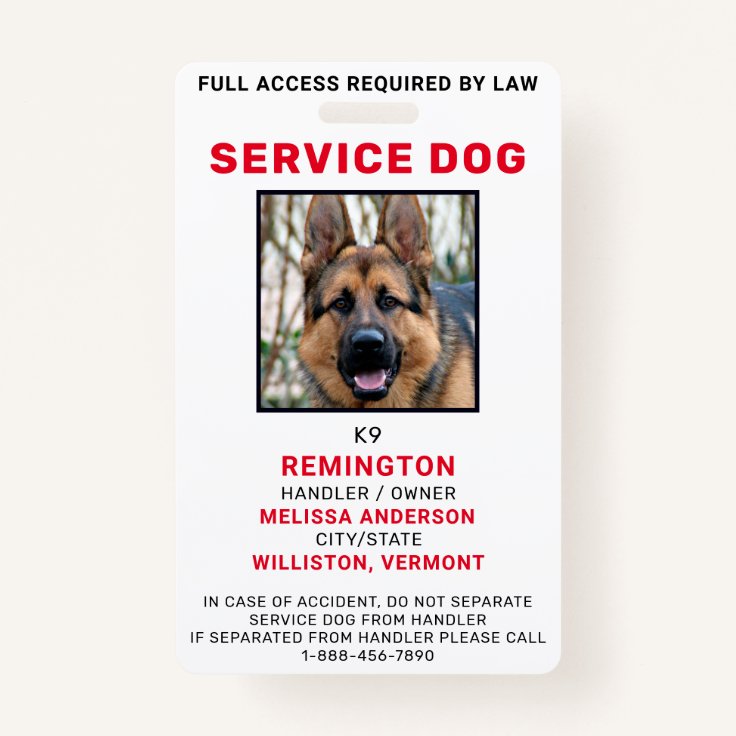 Service Dog Photo ID Badge | Zazzle