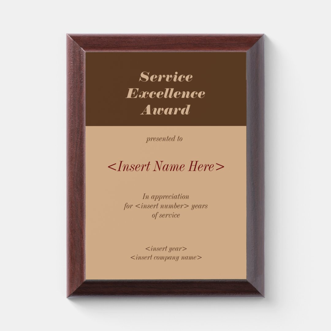 Service Excellence Award Plaque | Zazzle