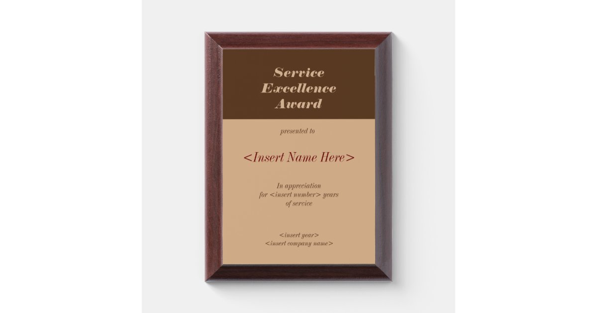 Service Excellence Award Plaque | Zazzle