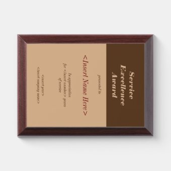 Service Excellence Award Plaque | Zazzle