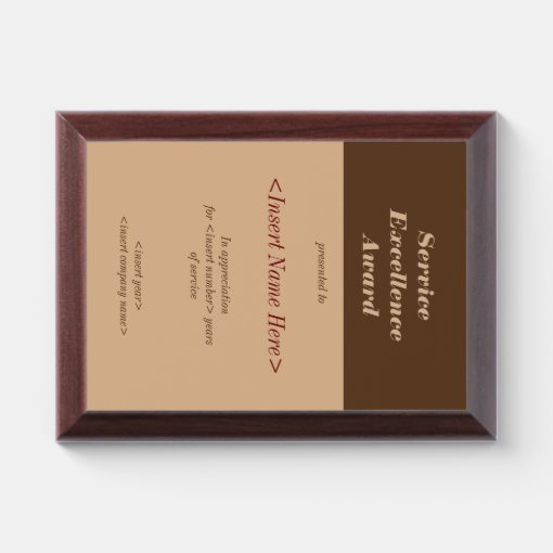 Service Excellence Award Plaque | Zazzle