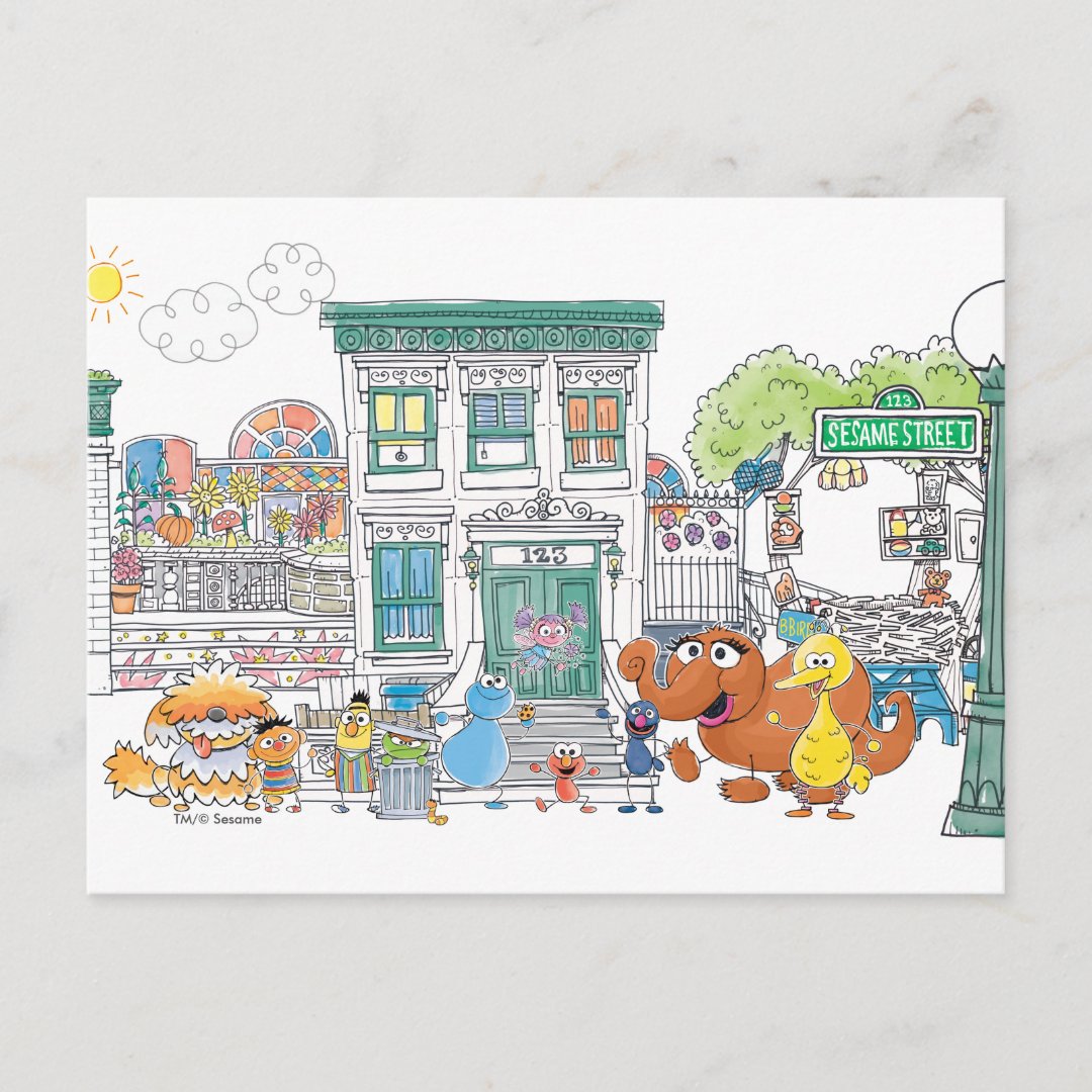 Sesame Pals Doodley Graphic Postcard | Zazzle