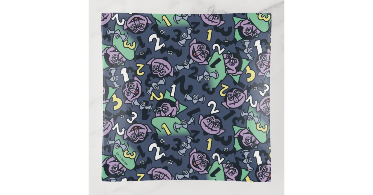 Sesame Sesame | Count von Count Doodle Pattern Trinket Tray | Zazzle