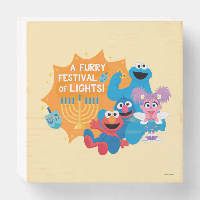 Sesame Street | A Furry Festival of Lights! Wooden Box Sign | Zazzle