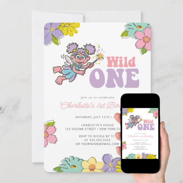 Sesame Street Abby | Wild Floral Birthday Invitation | Zazzle
