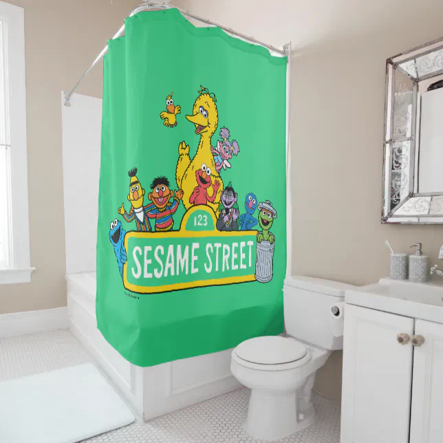Sesame Street | All Around the Sesame Street Sign Shower Curtain | Zazzle