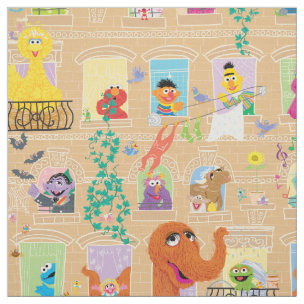 Sunny Day Sesame Street Pattern Fabric | Zazzle