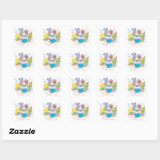 Sesame Street | Baby's First Birthday - Thank You Square Sticker | Zazzle