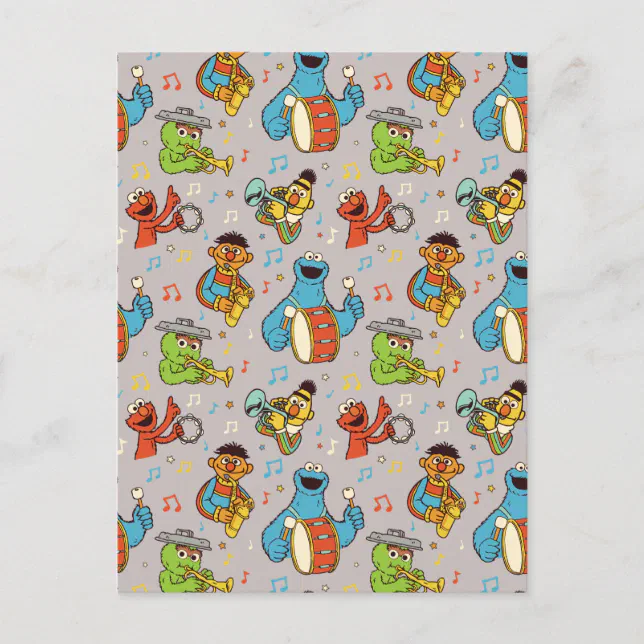 Sesame Street Band Grey Pattern Postcard | Zazzle