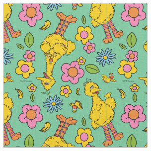 Sesame Street Character Faces Pattern Fabric | Zazzle