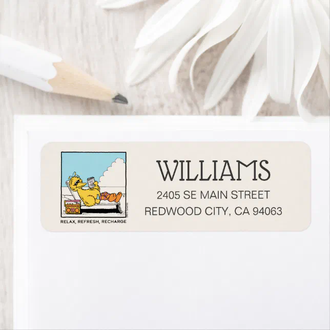 Sesame Street | Big Bird Relax Refresh Recharge Label | Zazzle