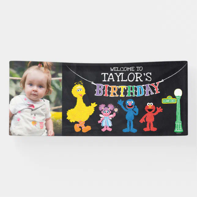 Sesame Street Chalkboard Rainbow Birthday Welcome Banner | Zazzle