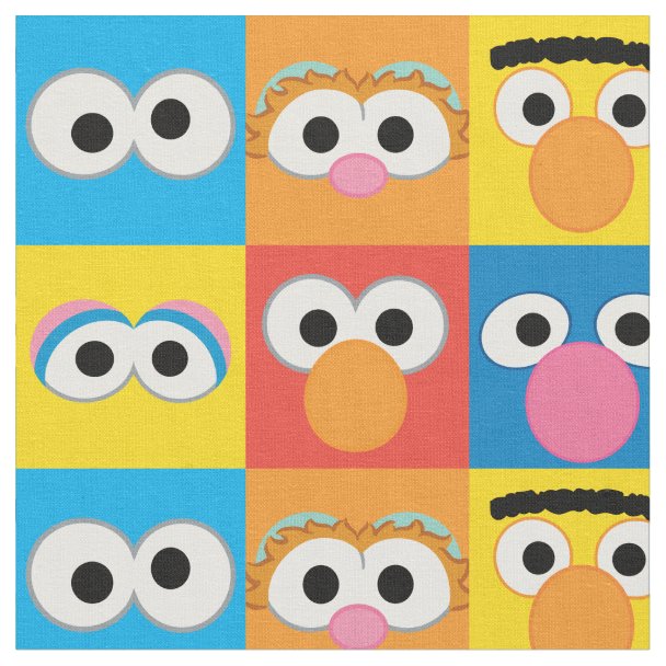Sesame Street Character Faces Pattern Fabric | Zazzle