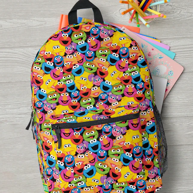 Sesame Street Character Faces Pattern Printed Backpack | Zazzle