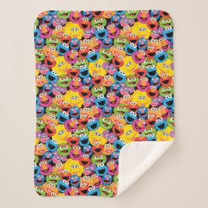 Sesame Street Character Faces Pattern Fabric | Zazzle