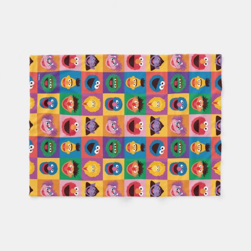 Sesame Street Characters | Colorblock Grid Fleece Blanket | Zazzle