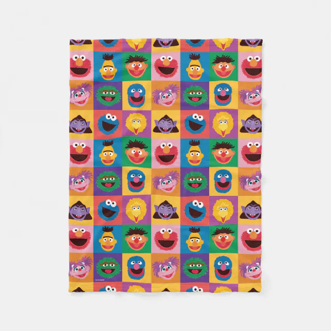 Sesame Street Characters | Colorblock Grid Fleece Blanket | Zazzle