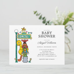 Sesame Street Characters & Street Sign Baby Shower Invitation | Zazzle