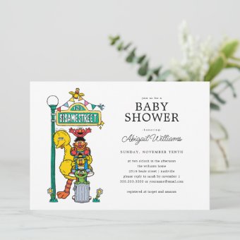 Sesame Street Characters & Street Sign Baby Shower Invitation | Zazzle