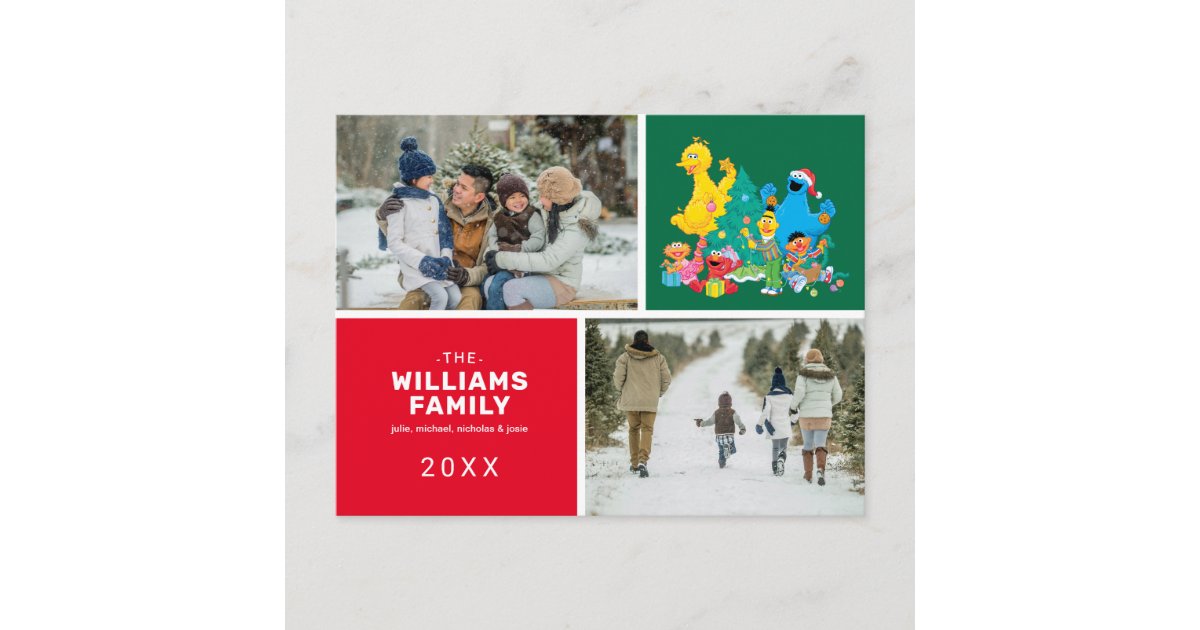 Sesame Street Christmas Family Photo Holiday Postcard | Zazzle