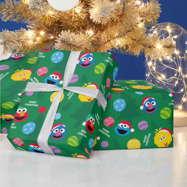 Sesame Street Christmas Tree Pattern Wrapping Paper | Zazzle