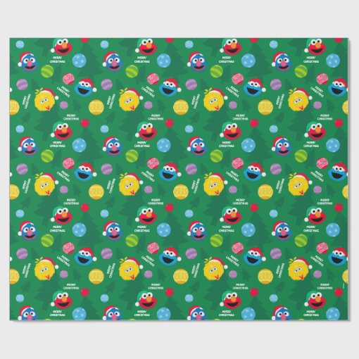 Sesame Street Christmas Tree Pattern Wrapping Paper | Zazzle