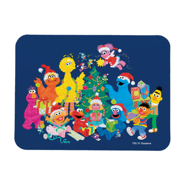 Sesame Street | Christmas with the Whole Gang Magnet | Zazzle