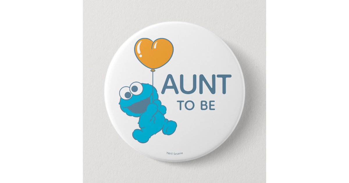Sesame Street | Cookie Monster Baby Shower Aunt Button | Zazzle