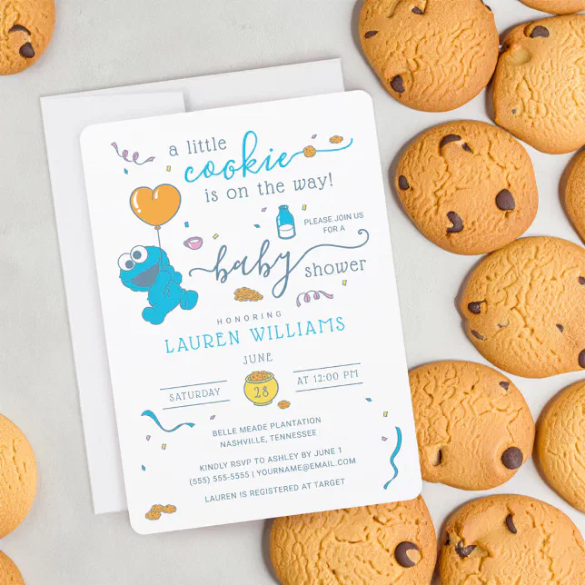 Sesame Street | Cookie Monster Baby Shower Invitation | Zazzle