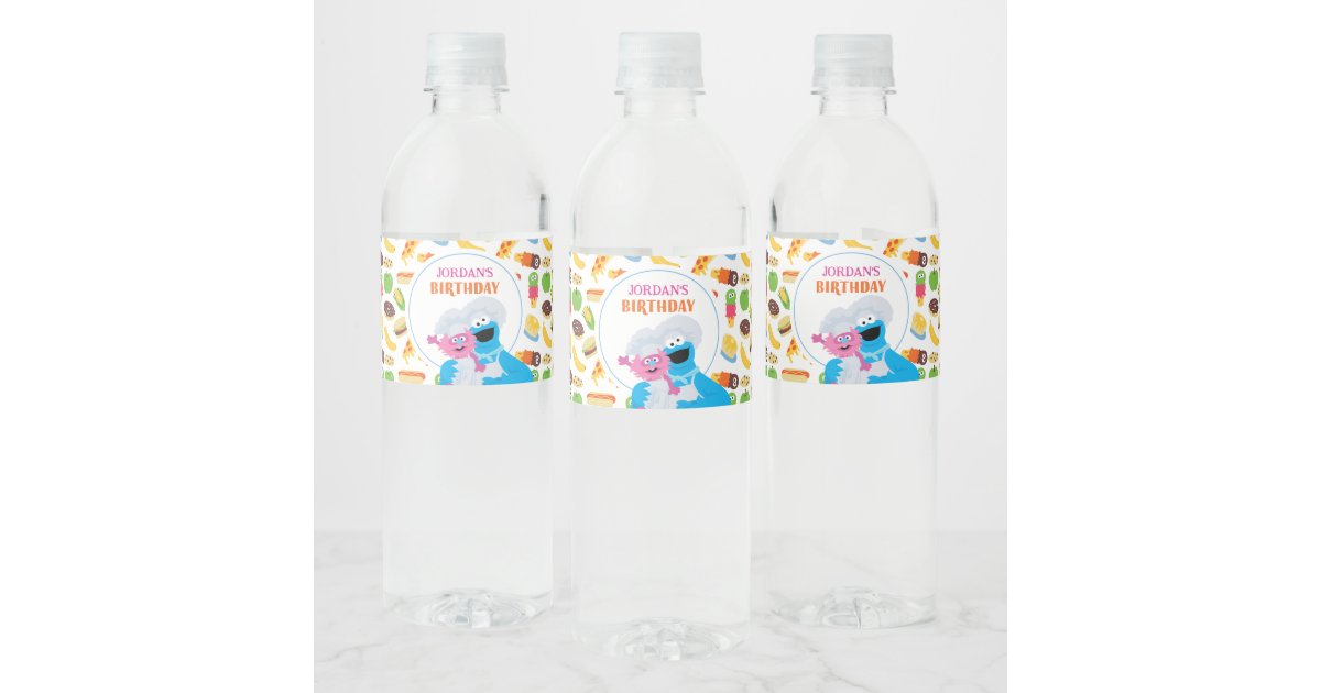 Sesame Street Cookie Monster Foodie Truck Water Bottle Label | Zazzle
