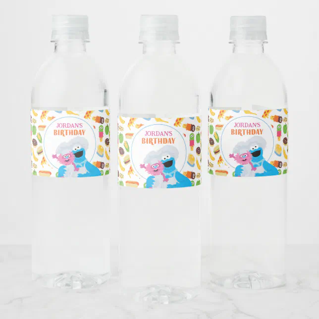 Sesame Street Cookie Monster Foodie Truck Water Bottle Label | Zazzle
