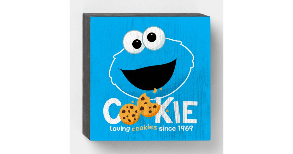 Sesame Street | Cookie Monster Loving Cookies Wooden Box Sign | Zazzle