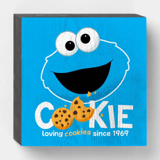 Sesame Street | Cookie Monster Loving Cookies Wooden Box Sign | Zazzle