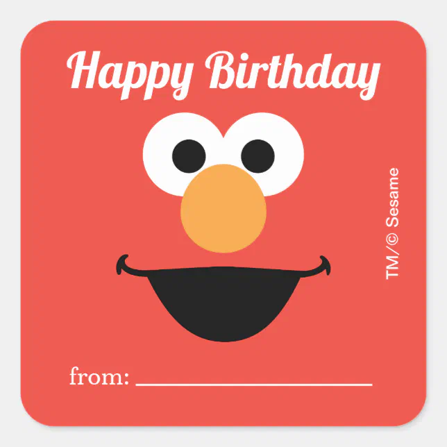 Sesame Street Elmo | A Gift From - Birthday Square Sticker | Zazzle