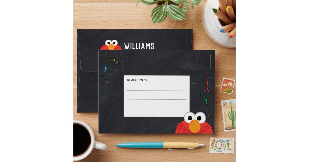 Sesame Street | Elmo Birthday Chalkboard Envelope | Zazzle