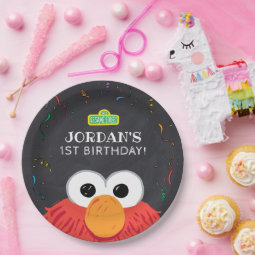 Sesame Street | Elmo Birthday Chalkboard Paper Plates | Zazzle