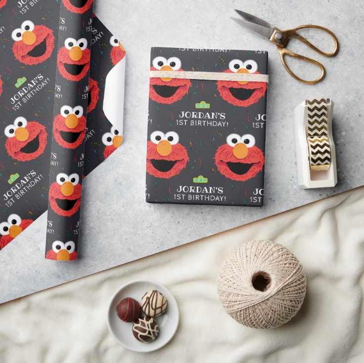 Sesame Street | Elmo Birthday Chalkboard Wrapping Paper | Zazzle