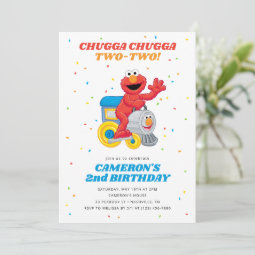 Sesame Street Elmo Chugga Chugga Two Two Birthday Invitation | Zazzle