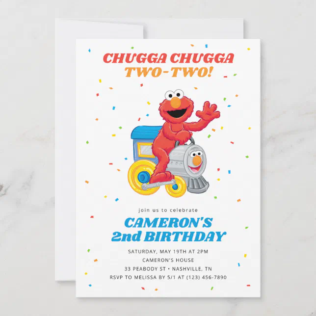 Sesame Street Elmo Chugga Chugga Two Two Birthday Invitation | Zazzle