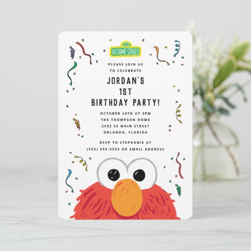 Sesame Street | Elmo Confetti Birthday Invitation | Zazzle