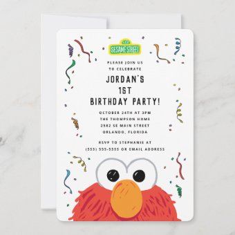 Sesame Street | Elmo Confetti Birthday Invitation | Zazzle