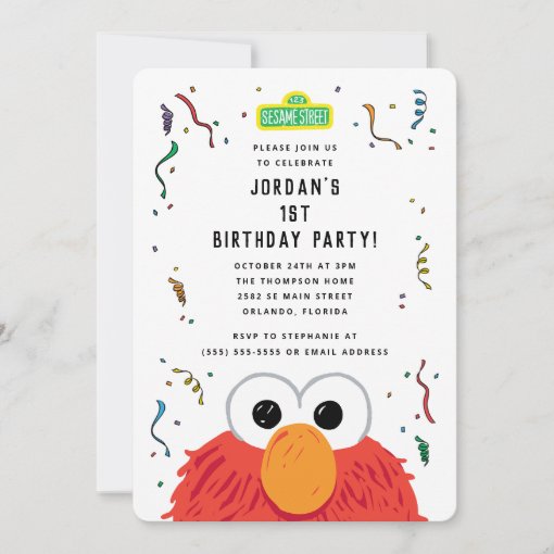 Sesame Street | Elmo Confetti Birthday Invitation | Zazzle