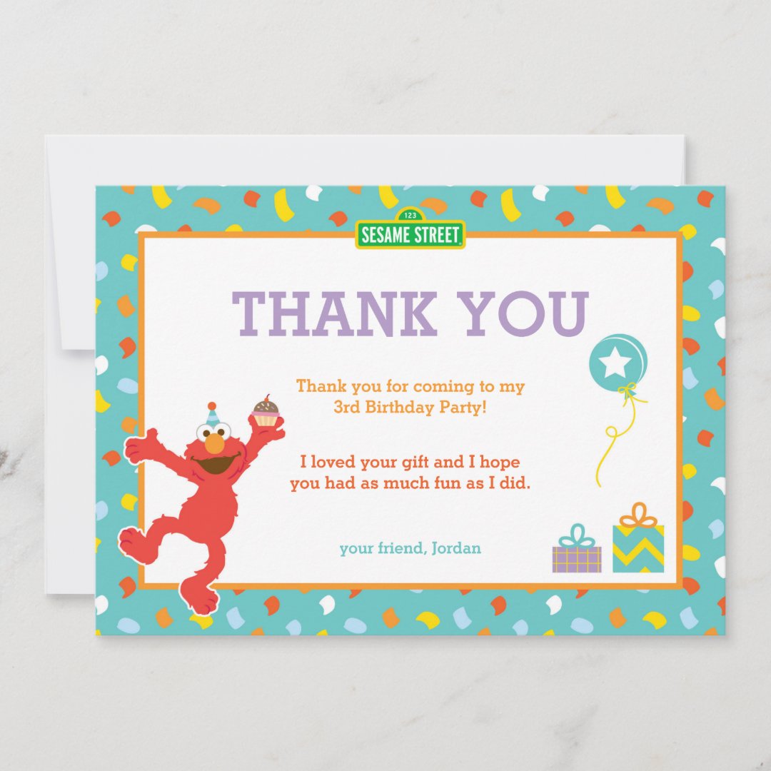 Sesame Street | Elmo - Confetti Birthday Thank You | Zazzle